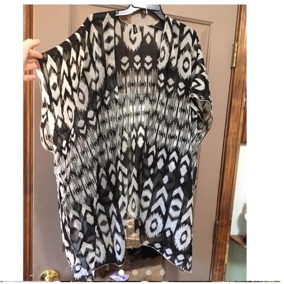 Apt. 9 | Jackets & Coats | Black White Sheer Full Length Boho Duster ...
